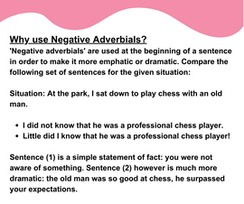 Grammar Inverse Negative Adverbial