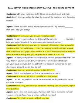 MOCK Calls Script Sample (READING)