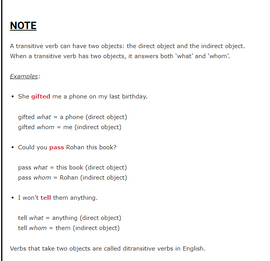 TYPES OF VERBS: TRANSITIVE AND TRANSITIVE VERBS